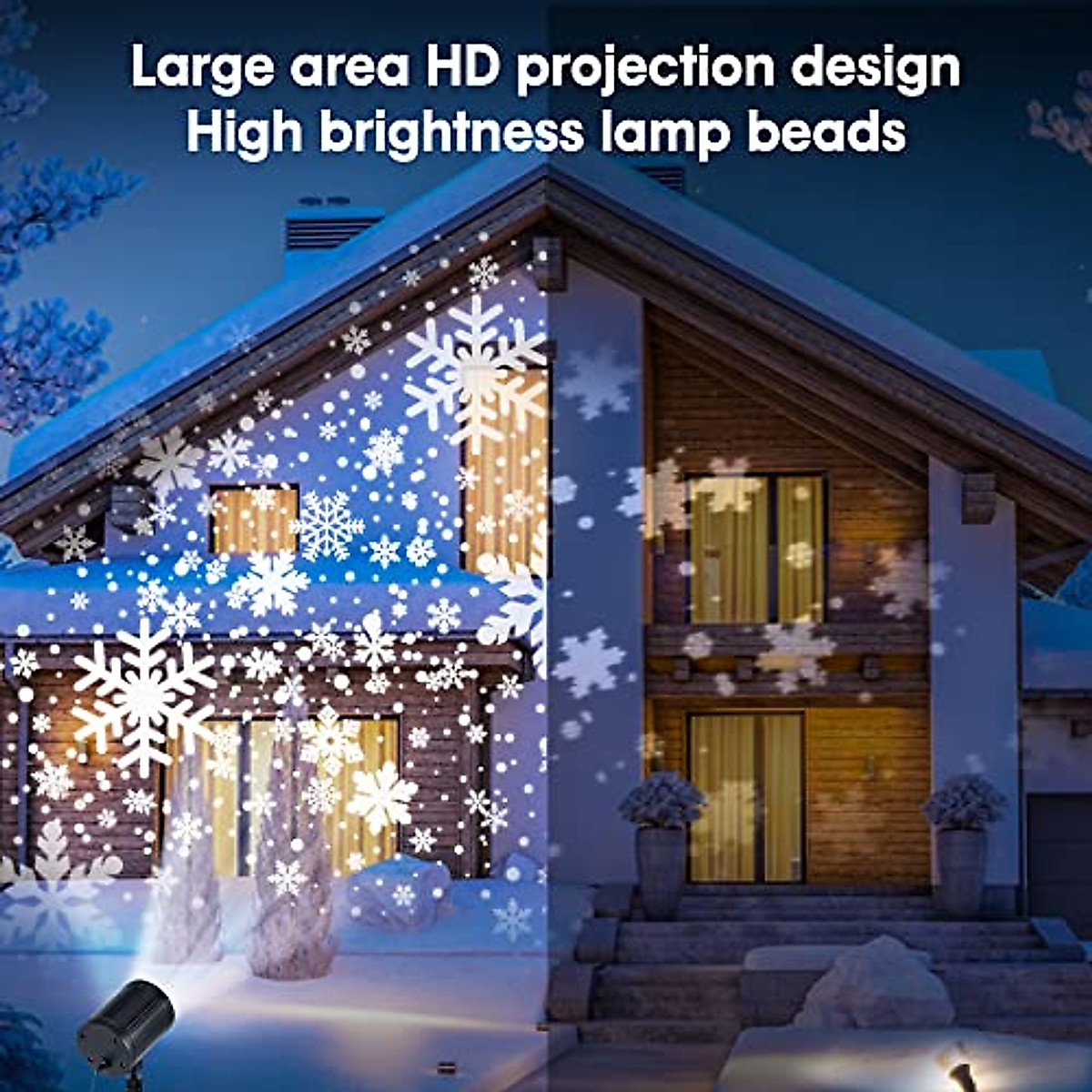 Christmas Snowflake Projector Lights, Blofun Indoor Outdoor Holiday Projector Lights Weatherproof Led Snowfall Lights for Halloween Xmas Party Wedding Garden Landscape Decoration…