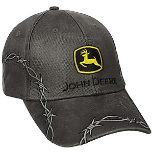 John Deere Embroidered Logo Waxed Cotton Baseball Hat - One-Size - Men's - Charcoal
