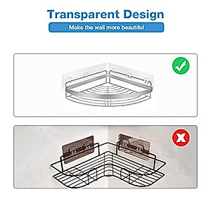 Conworld 2 Packs Shower Caddy Adhesive Replacement, Strong Sticky Heavy-duty Wall Adhesives Nail Free Transparent Adhesive Pad, Adhesives Hook for Shower Caddy, Kitchen Racks, Bathroom Storage Shelves