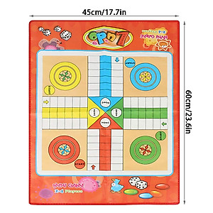 Ludo Board Game Set, 23.6 x 17.7inch Non-Woven Fabric Foldable Snakes and Ladders Ludo Game Set for Home Travel Entertainment
