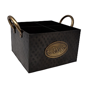 Boston Warehouse Utensils Flatware Storage Caddy, Antique Bronze