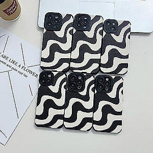 JYJFMLZC Compatible with iPhone 13 Cute Wave Pattern Mobile Case for Women Girls，Soft TPU Anti-Bump Phone Case Zebra Pattern Design Silicone Case for iPhone 13(Black&White)
