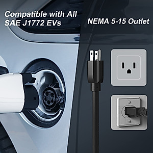MEGEAR Skysword Ⅱ Level 1 EV Charger (110V, 16A, 25ft), EVSE Home Electric Vehicle Portable Charging Station (NEMA 5-15 Plug)