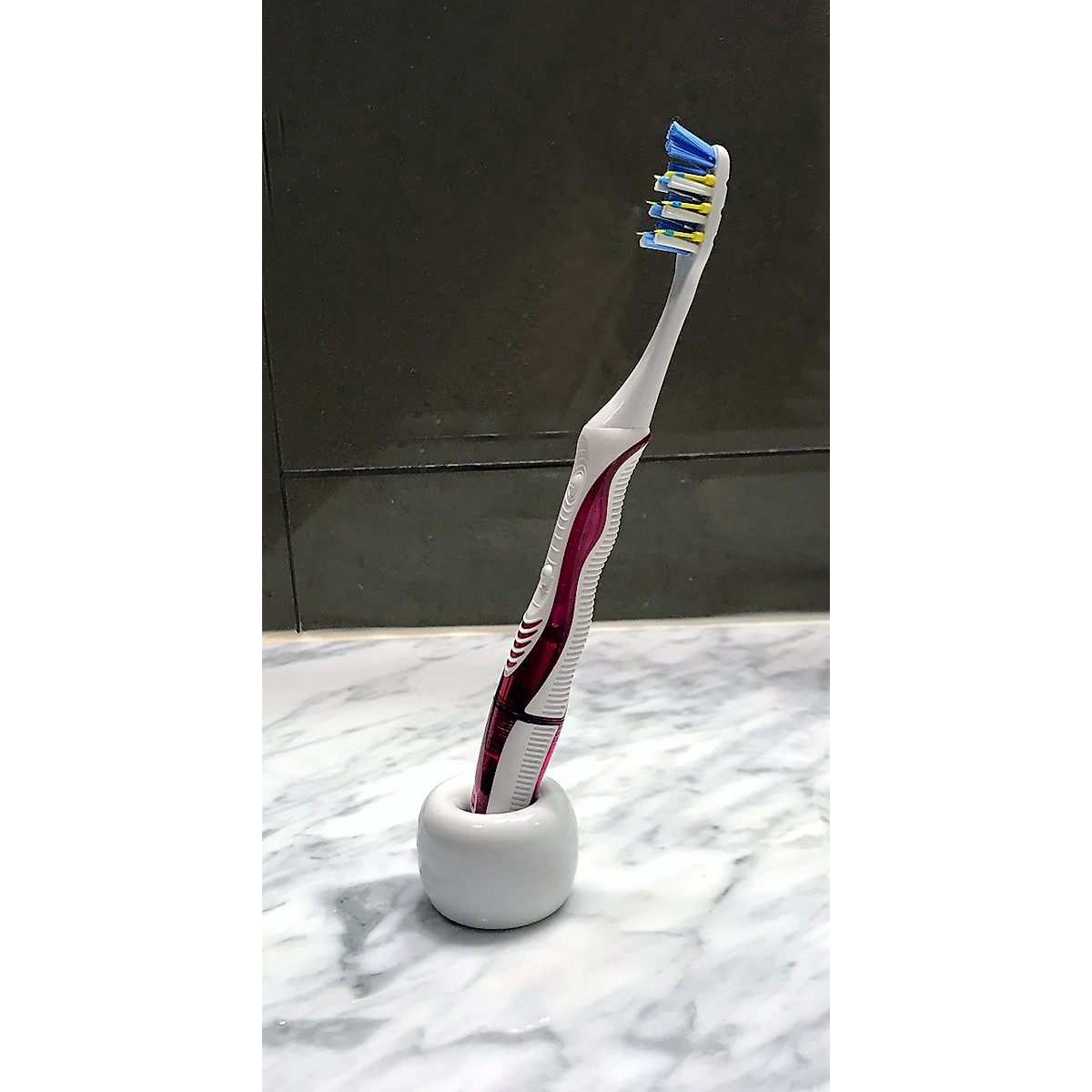 Tetra-Teknica Less is More Series TBS-01 Porcelain Toothbrush Stand, Color White, 2 per Pack