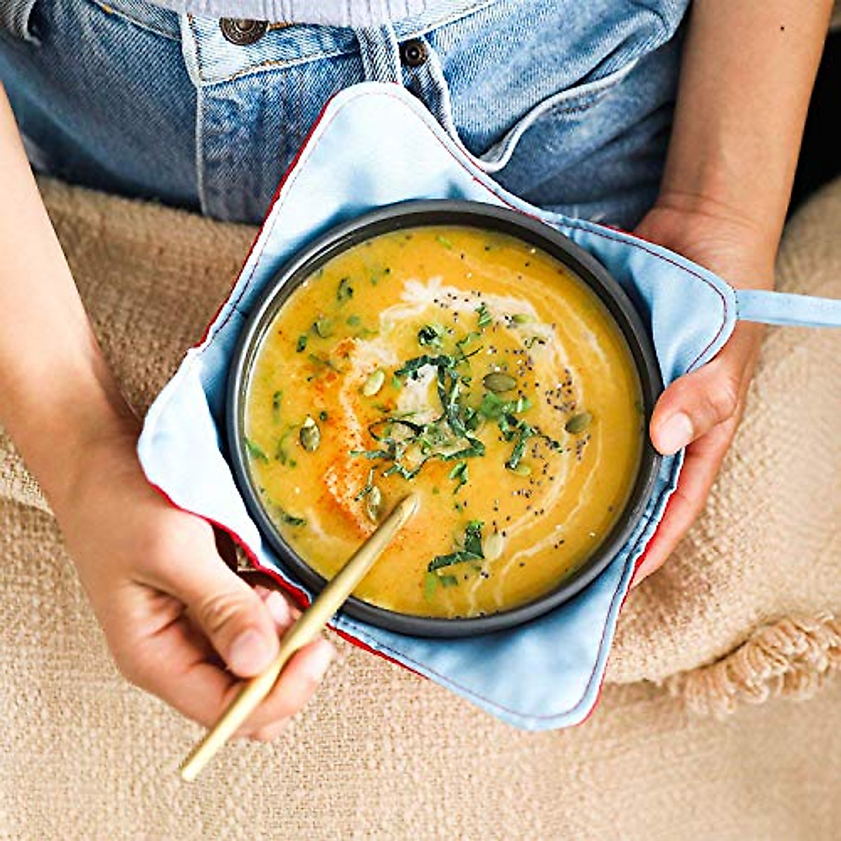 Microwavable Heat Resistant Plate and Bowl Holder Bundle Pack Protects Hands from Hot Dishes. Microwave and Washing Machine Safe Kozy for Heating Soup or Leftover Food or Meals to Eat and Watch TV.