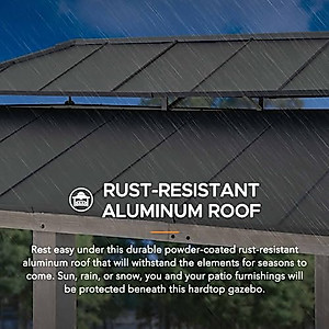 SUNJOY 12 x 20 ft. Wood Gazebo, Outdoor Patio Aluminum Hardtop Gazebo, Cedar Framed Wooden Gazebo with 2-Tier Roof, Suitable for Patios, Lawn and Backyard, Matte Black Roof + Gray Wood Frame