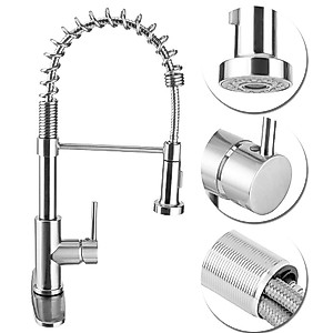 Bathtub Faucet Water Tap 9/16 Thread Single Lever Pull Out Spring Spout Kitchen Faucet Water Tap with Rotatingfor Kitchen Accessories