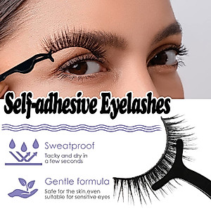 5 Pairs Self Adhesive Eyelashes, False Eyelashes No Glue No Eyeliner, False Lashes with Tweezers Natural Looking (natural lashes)