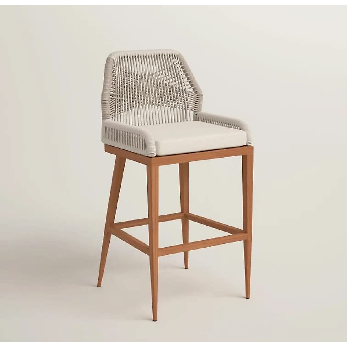 US Furnishing Indoor and Outdoor Waterproof Hand-Crafted Stool, Counter Height Stool Bar High Home Back Dining Chair Comfortable Simple Beautiful (Counter 25), Beige. Brown (7889-cc)