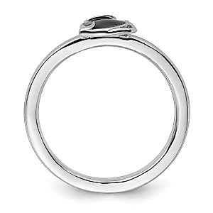925 Sterling Silver Black Cat Stackable Ring Size 6