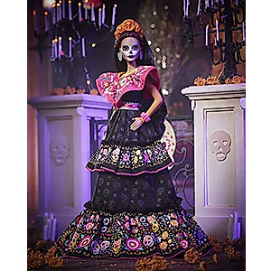 Barbie 2021 Dia De Muertos Doll (11.5-in) Wearing Traditional Embroidered Dress, Flower Crown & Calavera Face Paint, Gift for Collectors