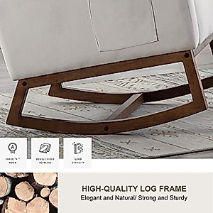 Belandi Rocking Chair Nursery, Velvet Nursery Glider Upholstered Accent Rocker Armchair with Side Pocket for Living Room Bedroom Offices (Cream White)