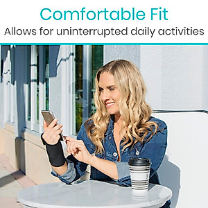 Vive Wrist Brace - Carpal Tunnel Hand Compression Support Wrap for Men, Women, Tendinitis, Bowling, Sports Injuries Pain Relief - Removable Splint - Universal Ergonomic Fit (Black, Right)