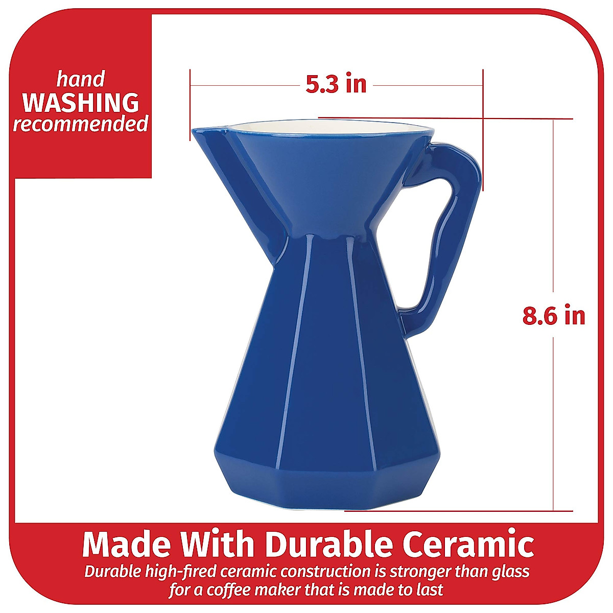 Goodcook Koffe 6-Cup Ceramic Pour Over Carafe Coffee Maker with #4 Paper Filters