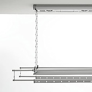 foxydry Air, Wall and Ceiling Clothesline, Electrical Drying Rack, with Remote Control in Aluminium and Steel (Ceiling Mounted, 150)