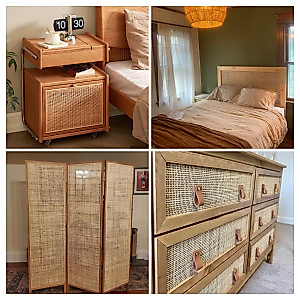 20" (1.7Feet) Width x 6.6 Feet Length Natural Rattan Roll, Rattan, Large Size Cane Webbing, Rattan Fabric, Caning Material, Cane Webbing Roll, Rattan Webbing from Origin Asia for Rattan Furniture