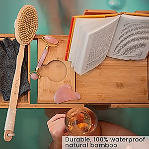 Bathtub Tray for Bath, Extendable Luxury Bamboo Bath Caddy Tray for Bathtub, Spa Organizer, Bath Table for Tub
