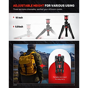 IFOOTAGE Small Tripod, Professional Mini Tripod for Photography, Tabletop Tripod for Photography, Aluminum Heavy Duty, Desktop Tripod Compatible with Sony, Nikon, Canon DSLR Camera, IFOOTAGE Base