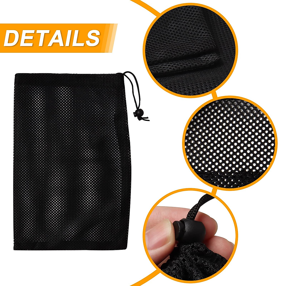 SBYURE 10Pcs Nylon Mesh Drawstring Bag,8 x 11.4 Inch Nylon Mesh Bags with Drawstrings Black Nylon Mesh Bags with Cord Lock Closure for Balls and Travel Laundry Bag