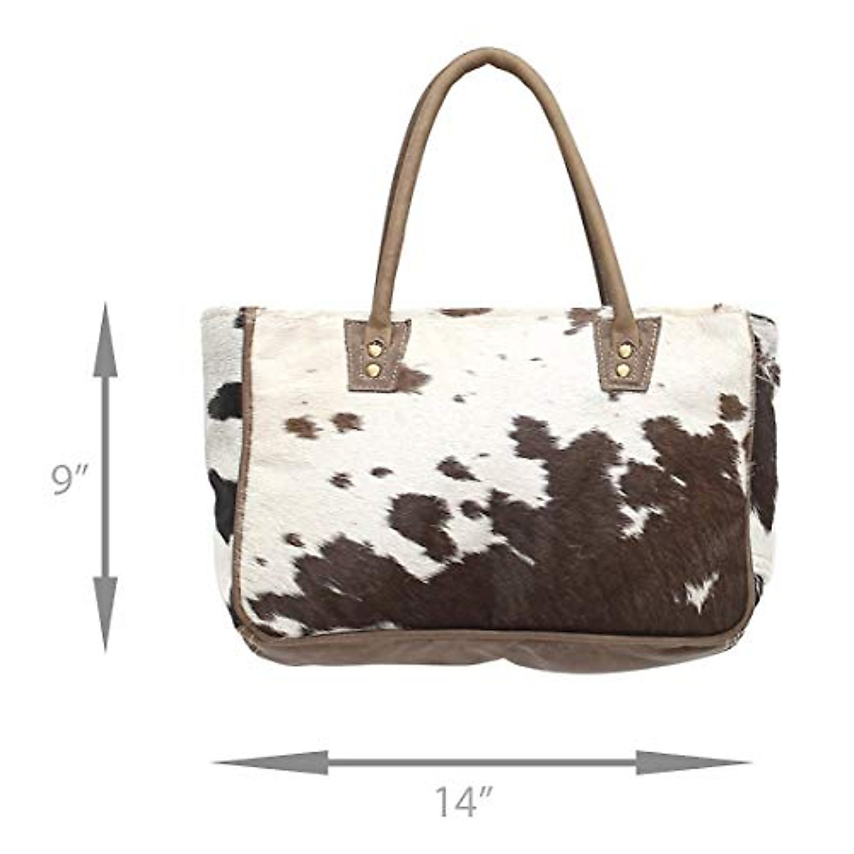 Myra Bags Bucket Genuine Leather with Animal Print Tote, Brown, Size One_Size, Tan, Khaki, Brown, One_Size