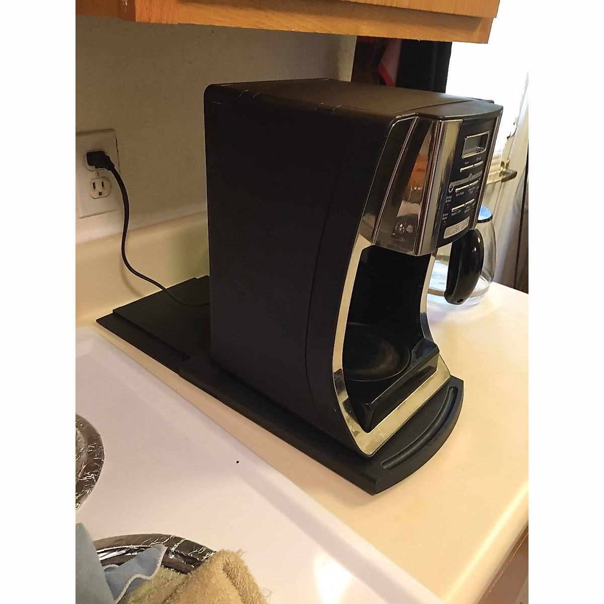 Kitchen Caddy Sliding Coffee Maker Tray 12", Flyisland Premium Under Cabinet Appliance Coffee Maker Toaster Countertop Storage Moving Slider with Smooth Rolling Wheels (ABS, 8.5"W x 12"D)