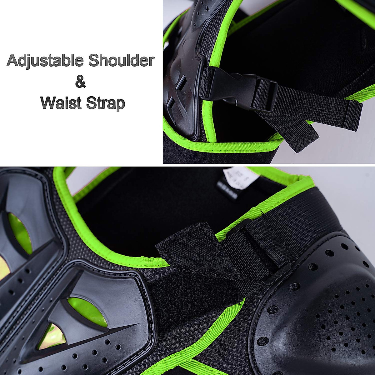 Seahouse kids Youth Dirt Bike Body Chest Spine Protector Vest Gear Motocross Skiing Protect Sport, Green, Medium