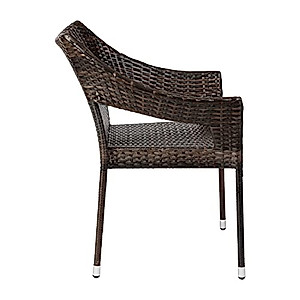 Flash Furniture Ethan Commercial Grade Patio Chair, All Weather PE Rattan Wicker Stacking Patio Dining Chair, Espresso