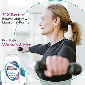 Berberine HCL Supplement 1500mg - High Bioavailability Liposomal Berberine Capsules for Women and Men, AMPK Activator