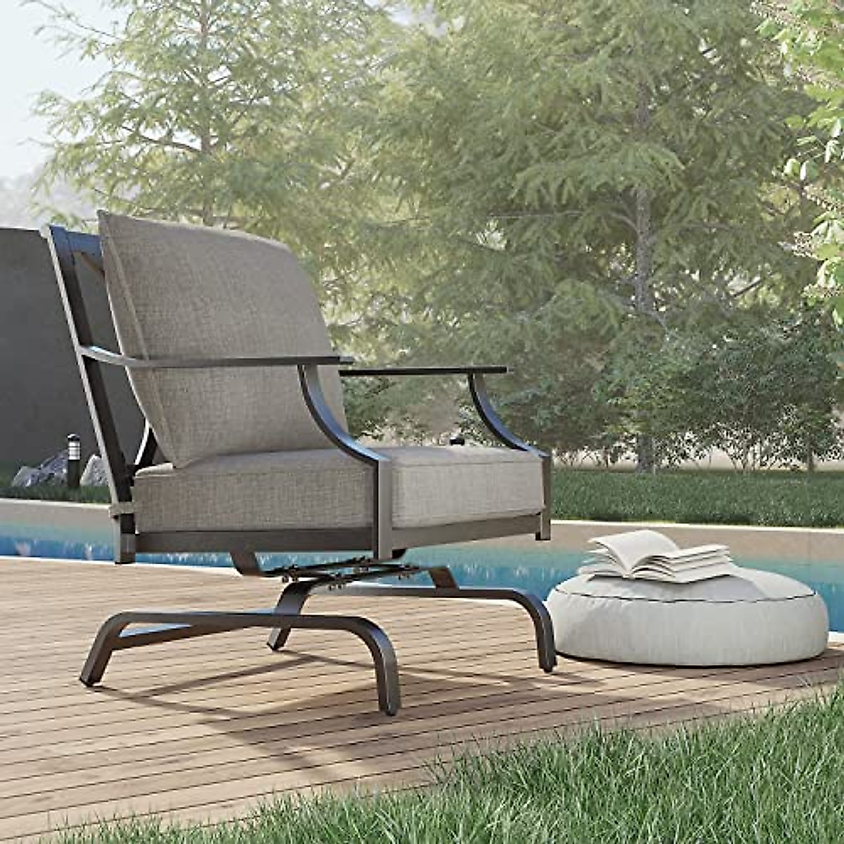 Grand patio 2 PCS Patio Furniture Sets Patio Chair Set Metal K/D Chat Set with Grey Cushions,Matched with Different Types of Tables