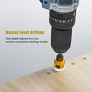 5 Pcs Countersink Drill Bit Set with Low Friction Depth Stop, HSS M2 Bits Tapered Head 1/8" 9/64" 5/32" Drill+3/8” 82° Counter-Bore,11/64" 3/16" Drill+ 1/2" 82° Counter Bore,1/4” Hex Shank(Yellow)