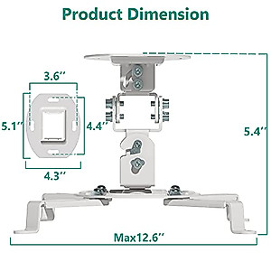 WALI Projector Ceiling Mount, Universal Low Profile Projector Mount with Retractable Arms and Multiple Adjustment Function (PM-002-W), White