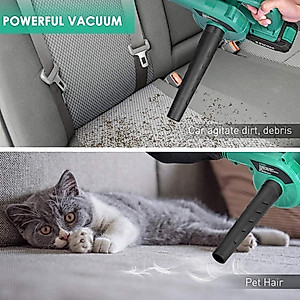 K I M O. Cordless Leaf Blower & Vacuum w/2 X 2.0 Battery & Charger, 2-in-1 20V Leaf Blower Cordless,150CFM Lightweight Mini Cordless Leaf Vacuum, Handheld Electric Blowers for Lawn Care/Dust/Pet Hair
