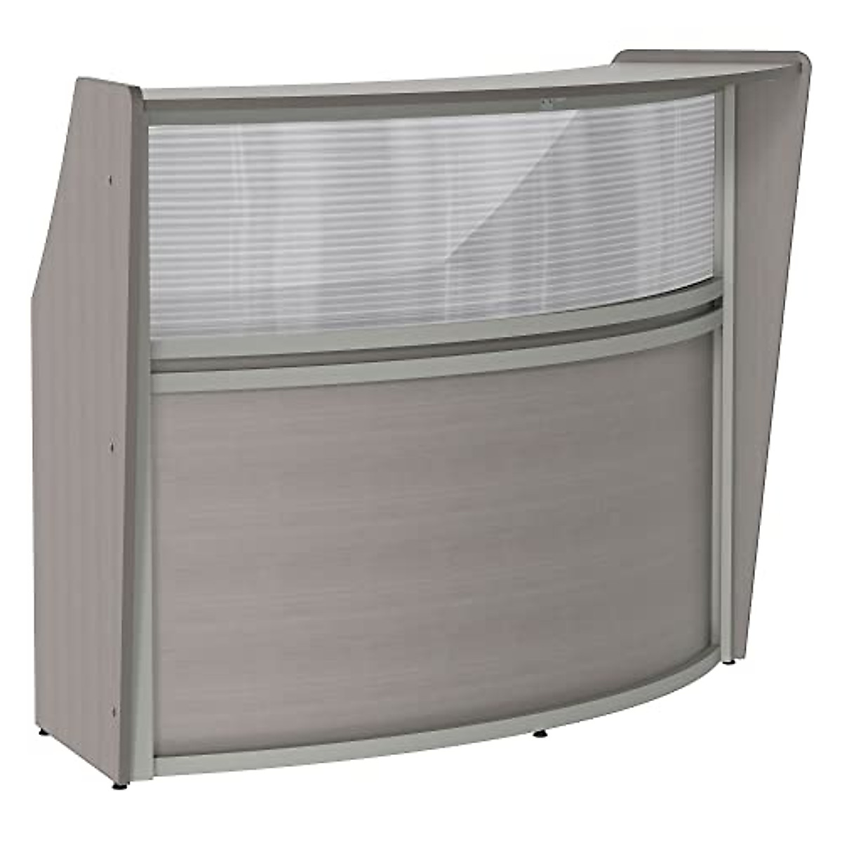 Linea Italia Curved Office Clear, Easy to Assembly Single Unit Reception Desk Counter for Lobby, Salon, 1 Panel, Ash