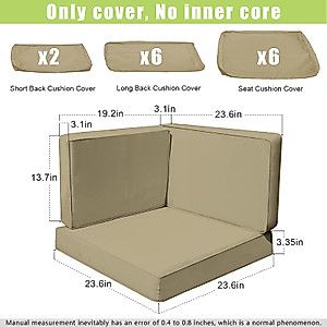 FKSLIFE 14Pieces Patio Cushion Covers Replacement,Outdoor Couch Cushions Covers Waterproof Furniture Cushion Covers Slipcovers Set with Zippers,Cover Only(Brown, 23.6×23.6×3.35 inches)