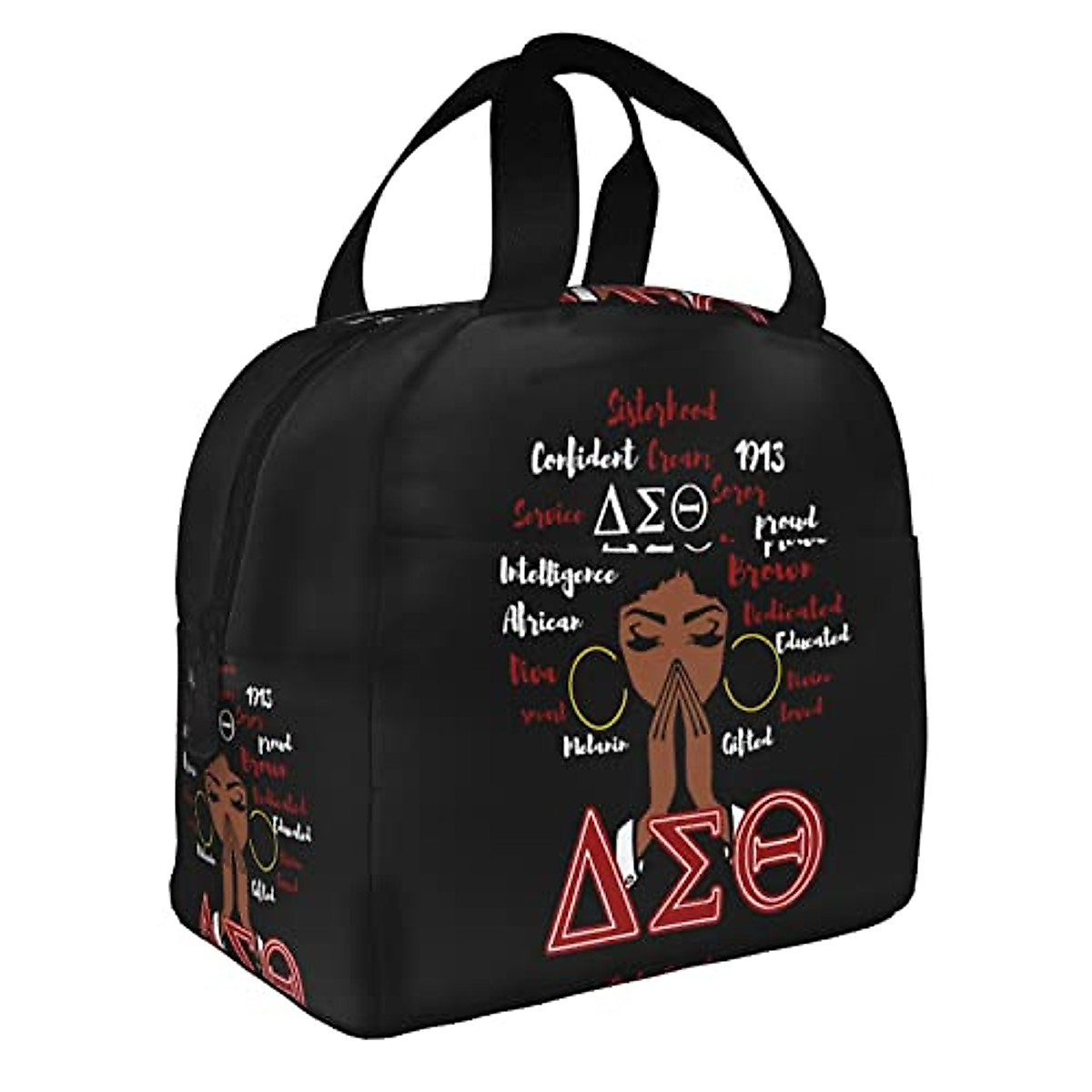 Delta-Sigma Lunch Bag Sorority Paraphernalia Gifts Reusable Lunch Box for Women Men Travel Work Hiking Black One Size