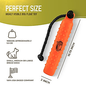HuntEmUp Standard Size Plastic Dog Training Bumper with Throw Rope Dog Retrieving Dummy Duck Dog Hunting Training Tool Highly Visible Dog Float Toy – Orange