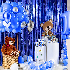 Crosize 3 Pack 3.3 x 9.9 ft Dark Blue Foil Fringe Backdrop Curtain, Streamer Backdrop Curtains, Streamers Birthday Party Decorations, Blue Tinsel Curtain for Parties, Galentines Decor, Baby Shower