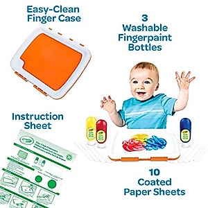Crayola Washable Finger Paint Station, Less Mess Finger Paints for Toddlers, Kids Gift