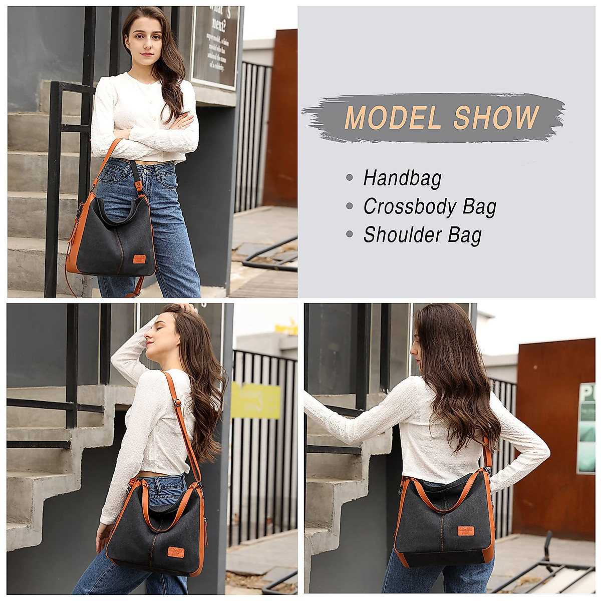 Handbags for Women Large Designer Ladies Hobo bag Bucket Purse Lightweight Canvas Shoulder Bag