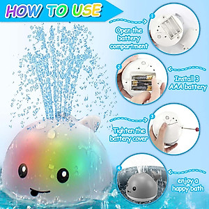 ZHENDUO Baby Bath Toys, Light Up Bath Toys, Sprinkler Bathtub Toys for Toddlers Infant Kids Boys, Automatic Spray Water Bath Toy, Pool Bathroom Baby Toy