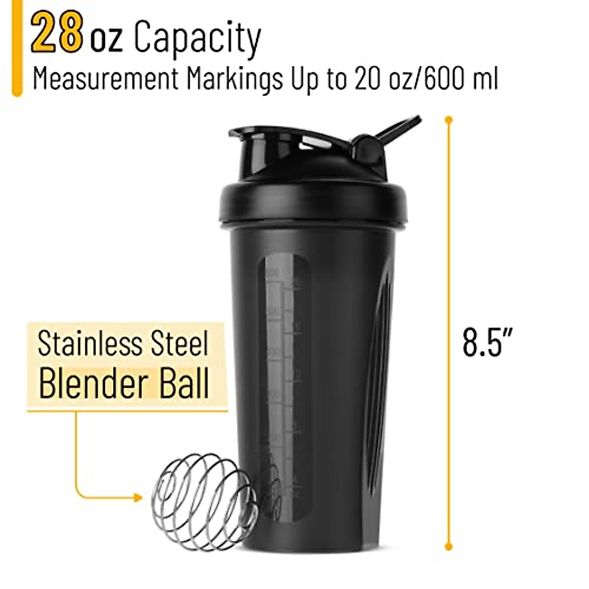 Mr. Pen- Shaker Bottles for Protein Mixes, 28 oz, Shaker Bottle with Wire Whisk Ball, Protein Shaker Bottle, Shaker Cup, Protein Shaker, Protein Shake Bottle, Bottle Shaker, Shake Bottle
