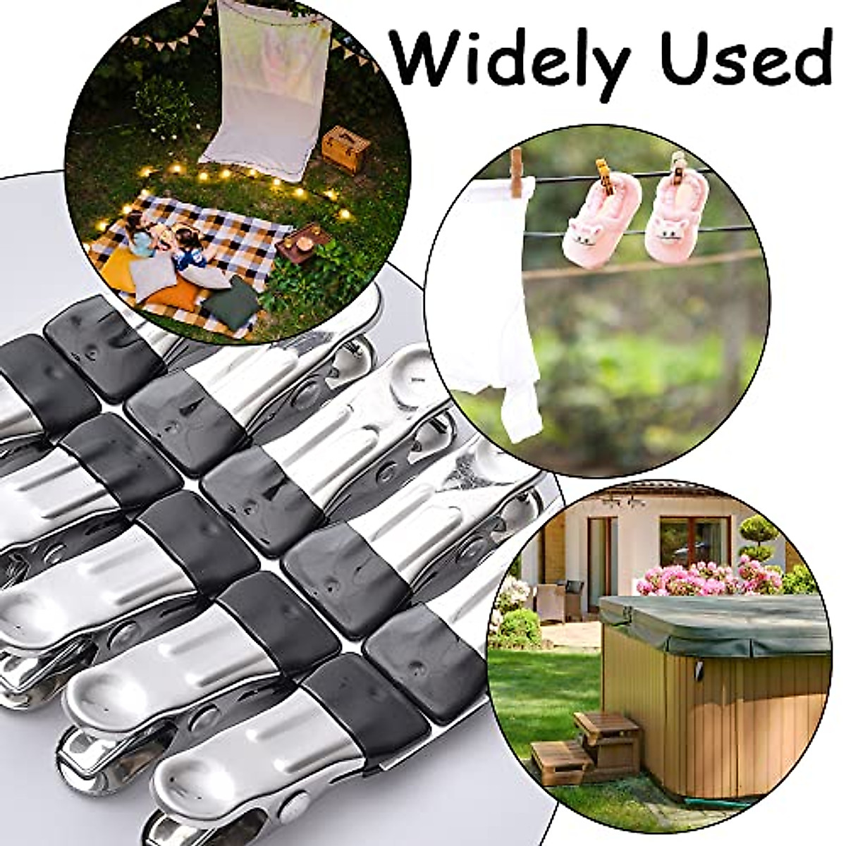 Swimming Pool Cover Clamps, 36PCS Swimming Pool Above Ground Winter Cover Clips Multifunctional Metal Clips Stainless Steel Clothes Pins for Above Ground Swimming Pools Towel Spring