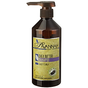 Savannah Hair Therapy Bundle - Just Curly Shampoo (16.9 oz) + Conditioner (16.9 oz) Shea Butter, Cotton and Silk Protein and Vitamin B6 - For Dry, Curly and Damaged Hair