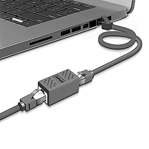 Y.D.F Network Cable Coupler, RJ45 Adapter RJ45 Coupler Shielded inLine Coupler for Cat7/Cat6/Cat5e/cat5 Ethernet Cable Extender Connector Ethernet Cable Connectors Female to Female(Gray-5 Pack)