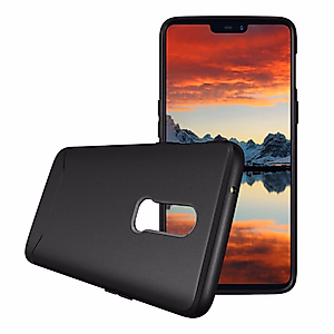 TUDIA Slim-Fit Designed for OnePlus 6 Case, [Arch S] Shockproof Lightweight Ultra Slim Flexible Soft TPU Protective Phone Case Cover - Black