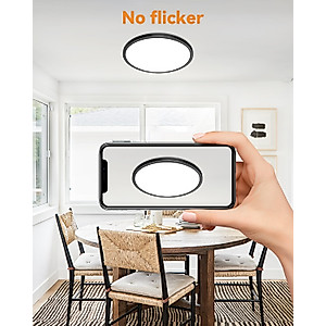 4PACK LED Flush Mount Ceiling Light Fixture Black, 9Inch 24Watt, 3000k/4500k/6000K LED Ceiling Light, Ultra Slim Flush Mount LED Ceiling Lamp for Bedroom, Living Room, Kitchen, Hallway,NOT-DIMMABLE