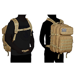 QT&QY 45L Military Tactical Backpacks Molle Army Assault Pack 3 Day Bug Out Bag Hiking Treeking Rucksack