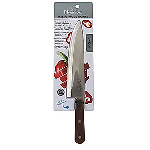 New England Cutlery Premium High Carbon Stainless Steel 8-Inch Pro Chef Knife with Sharp Razor Edge with Walnut Wood Handle