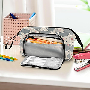 IHCVHQX Cute Chinchillas Flowers Pencil Case Large Capacity Pencil Pouch Pen Bag Office Stationery Organizer Pencil Bag for Teens Girls Boys Adults Student