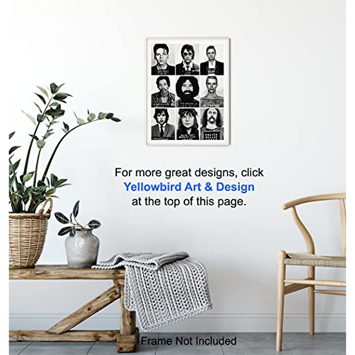Musician Mugshot Bowie, Elvis, Johnny Cash, Jerry Garcia, Jimi Hendrix, Mick Jagger, Frank Sinatra, David Crosby, Janice Joplin Photo Wall Art - 8x10 Poster Print - Gift For Music Fans - Home Decor